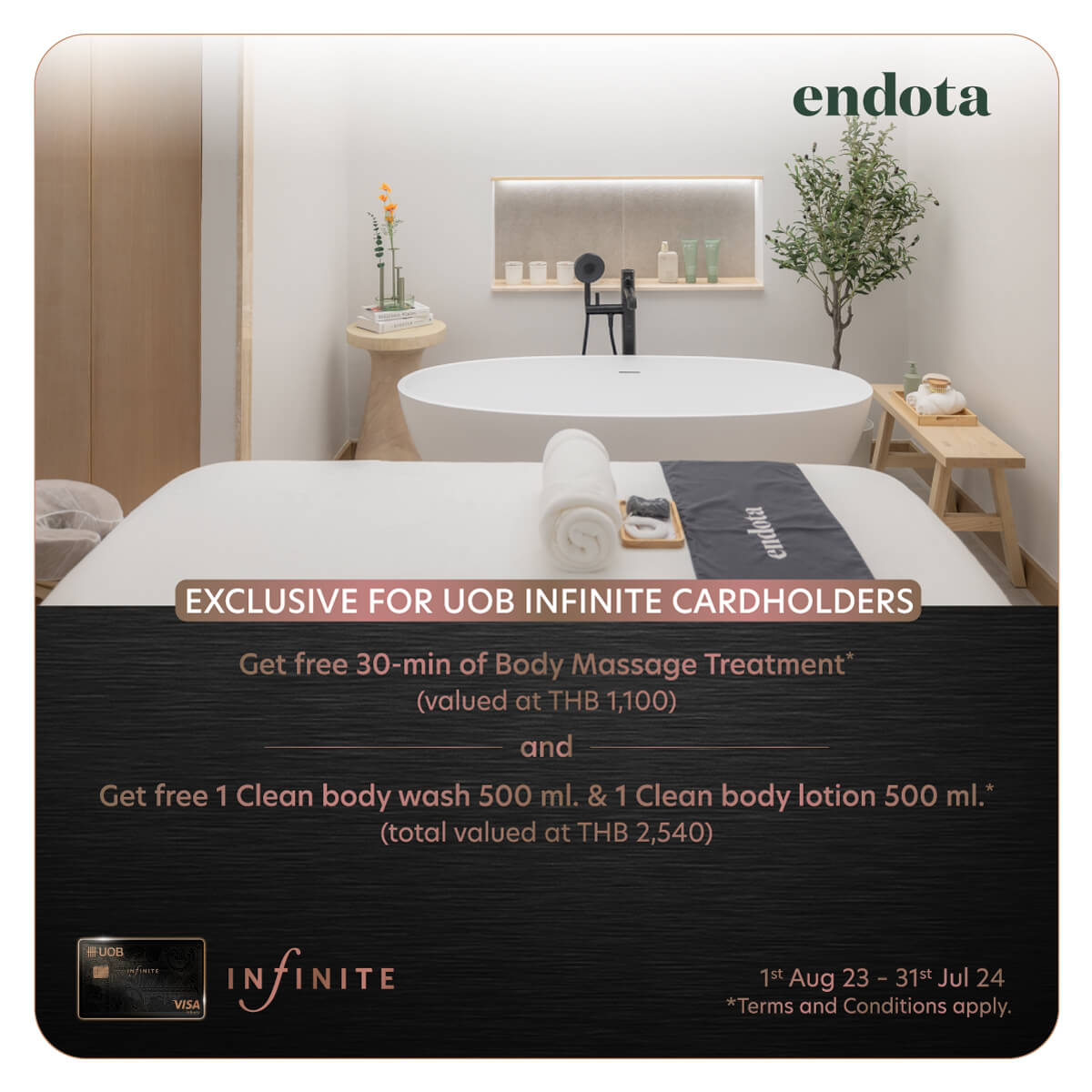 Exclusive privilege for UOB Infinite cardholders only at Endota Spa Bangkok