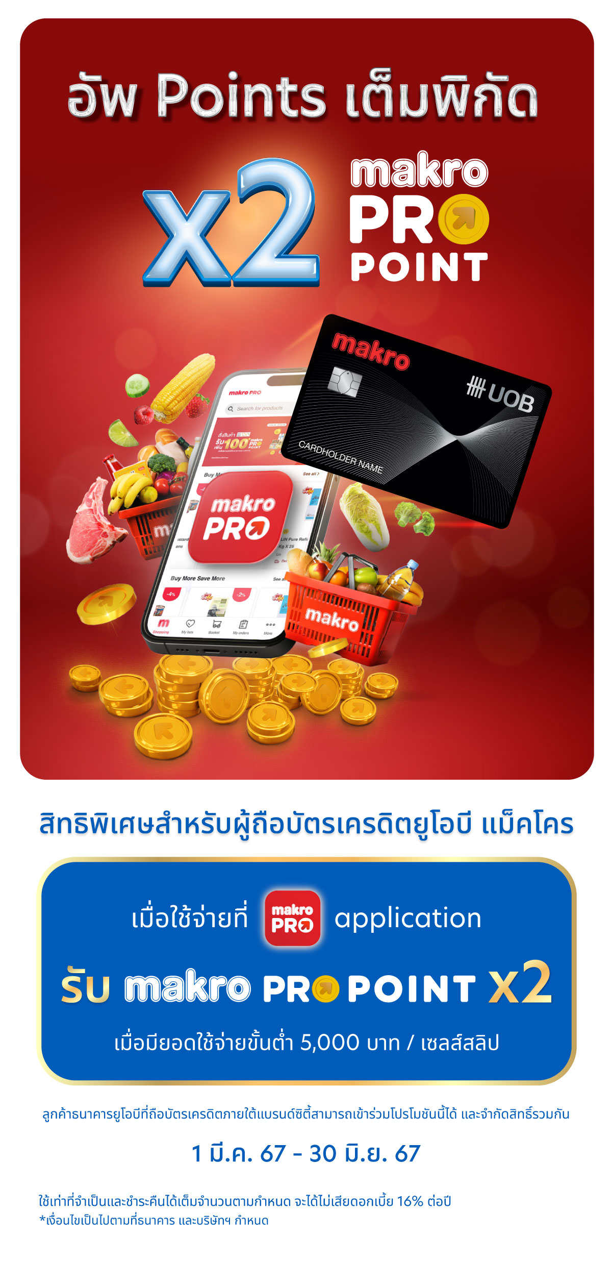 บัตรเครดิต ยูโอบี Makro PRO Point X2 ที่ Makro PRO App