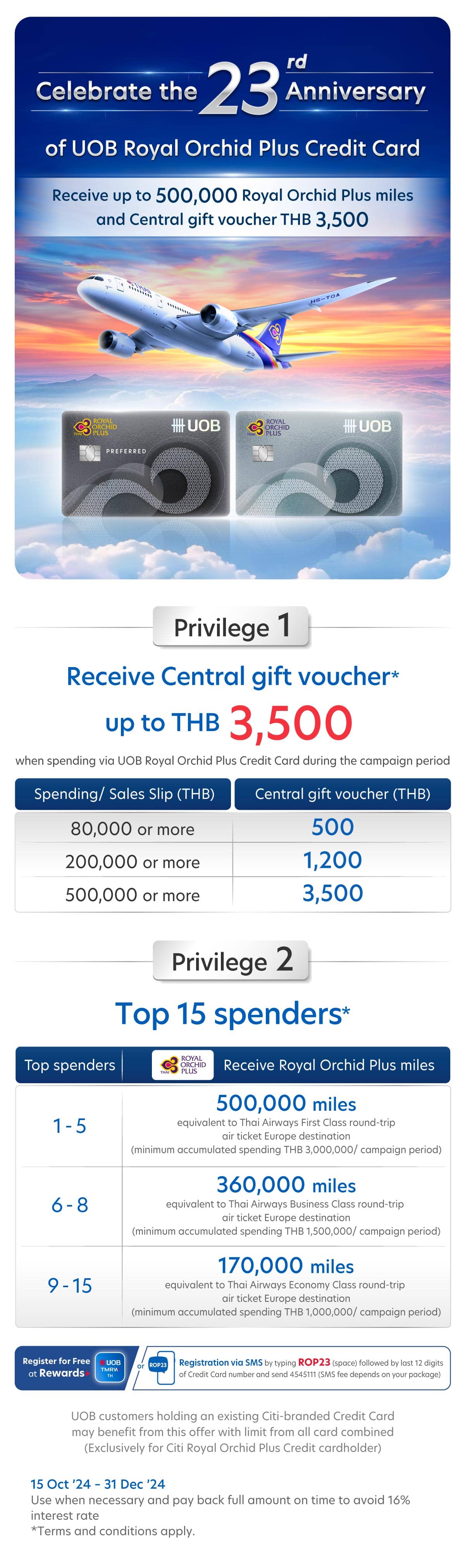 Receive up to 500,000 Royal Orchid Plus miles and Central gift voucher ...